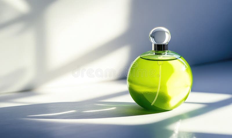A Green Perfume Bottle with a Clear Top Stock Photo - Image of liquid ...