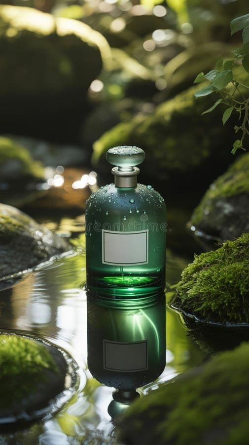 Green Perfume Mockup Design with Natural Botanical Theme Stock ...