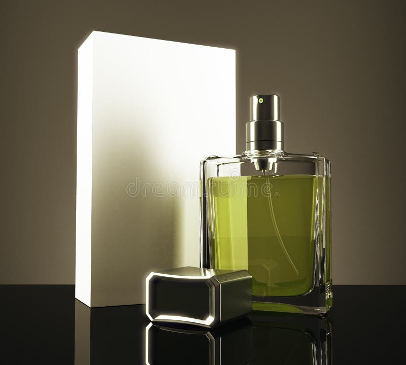 Green Perfume with Packaging Stock Illustration - Illustration of ...