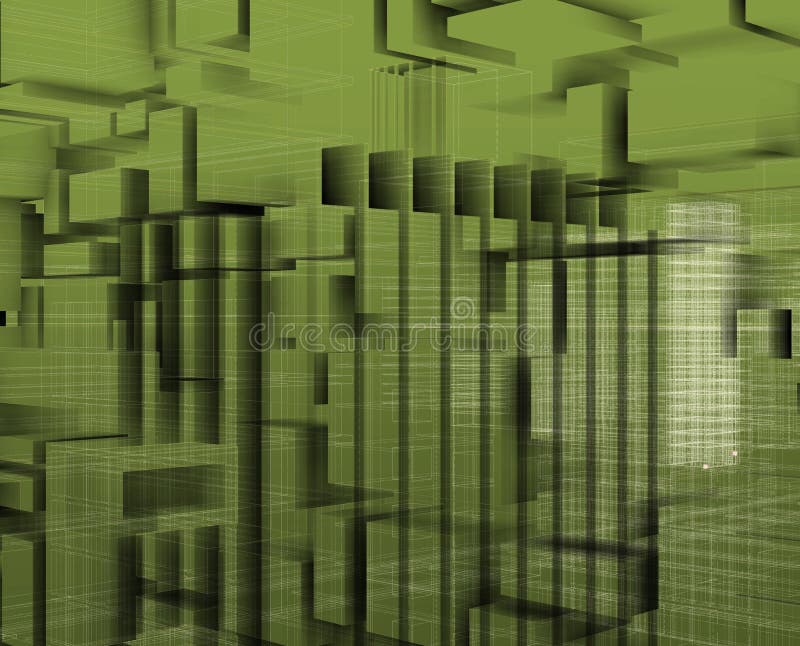 Green Perspective of 3d Structure with Transparent Shapes Stock ...