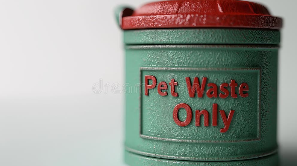 Green Pet Waste Bin with Red Lid for Proper Disposal Outdoors Stock ...