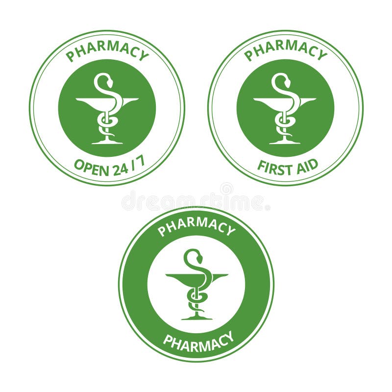 Green Pharmacy and Herbal Medicine Icons Stock Vector - Illustration of ...