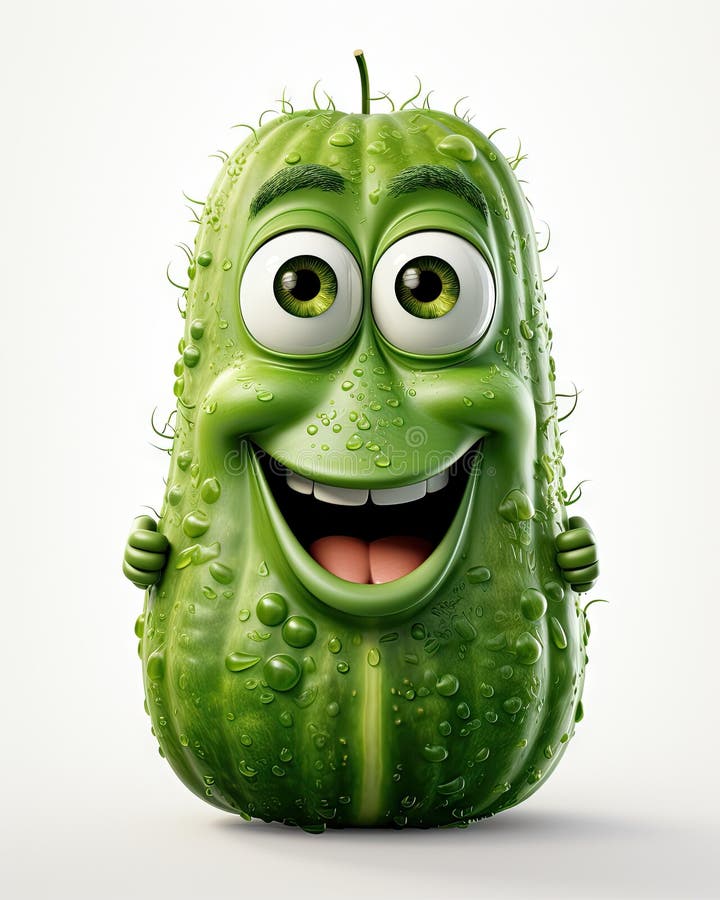 A Green Pickle with Eyes and a Smile on it S Face. Generative Ai Stock ...