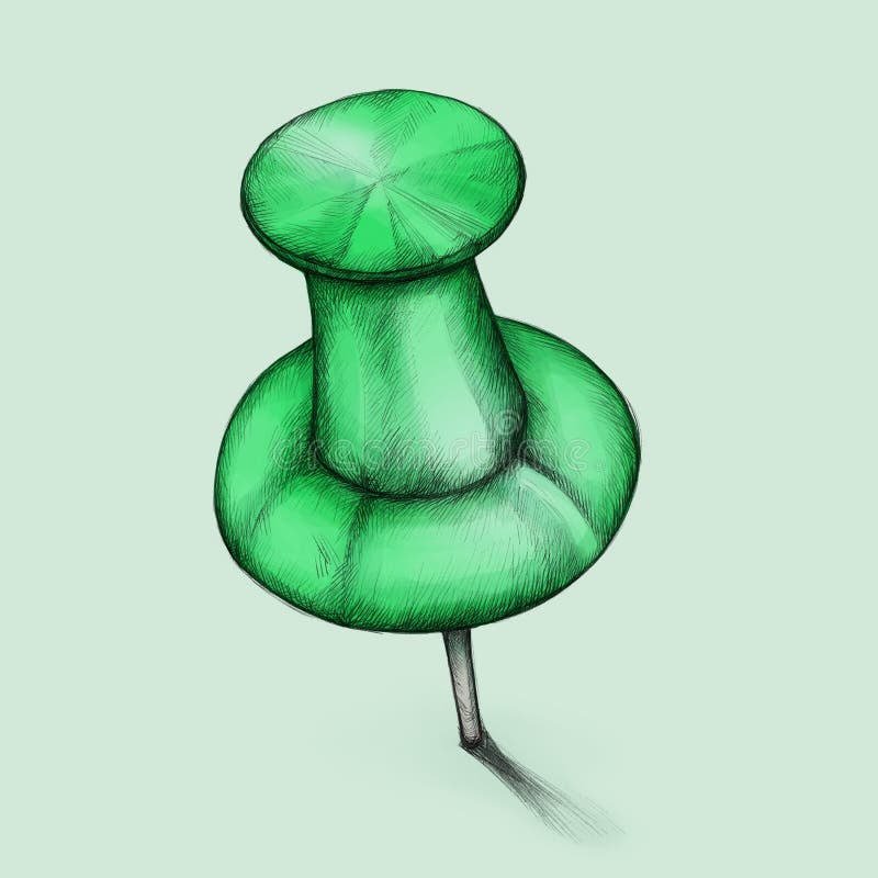 Green pin stock illustration. Illustration of drawing - 73256152
