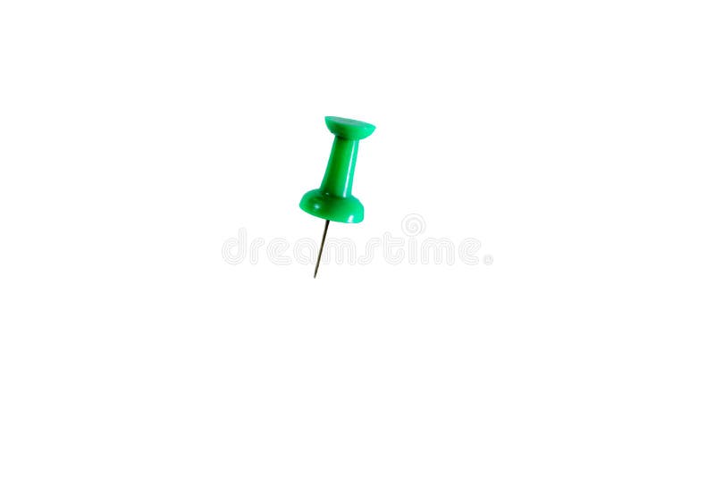 Green Pin on Isolated White Paper Background Stock Image - Image of ...