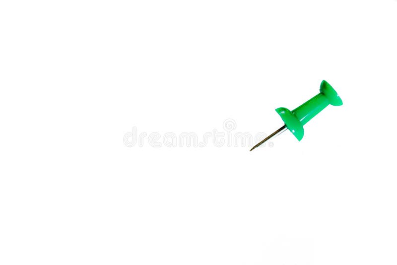 Green Pin on Isolated White Paper Background Stock Image - Image of ...