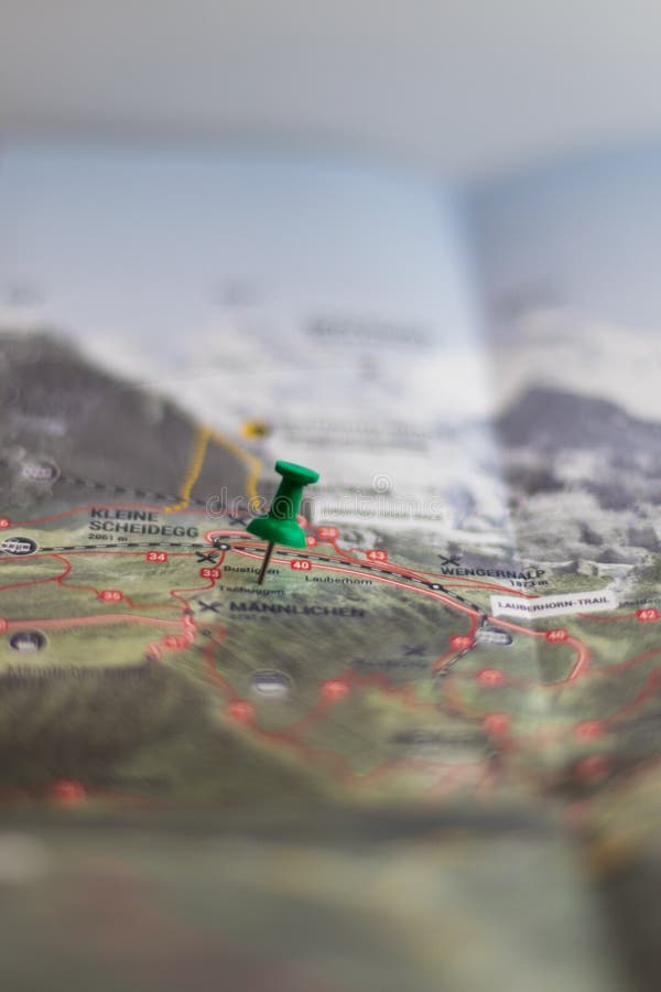 Green Pin Marks a Location of a Destination on a Map Stock Image ...