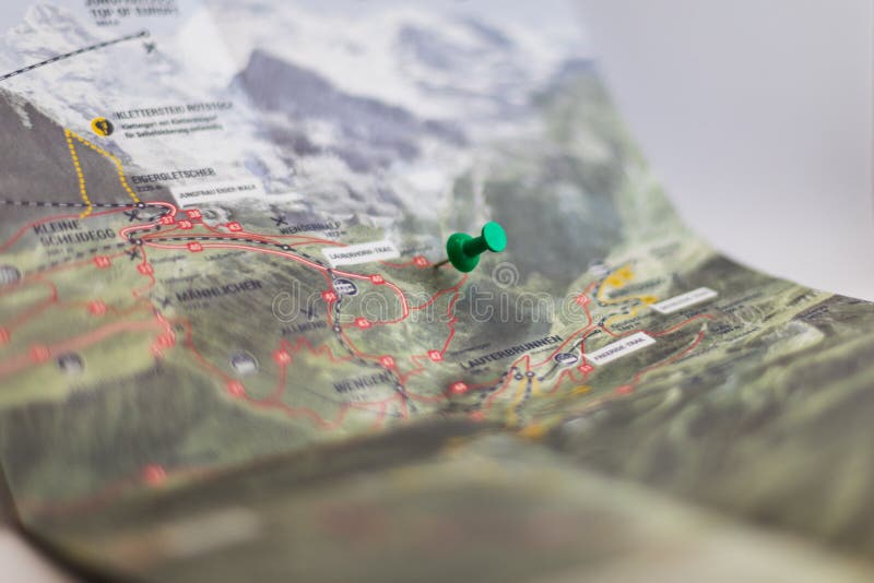 Green Pin Marks a Location of a Destination on a Map Stock Photo ...