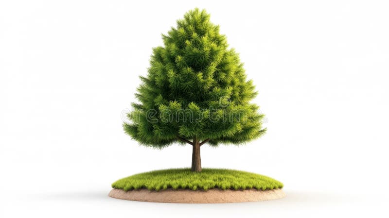 Green Pine Tree on Small Grass Island with Sand Base Stock Illustration ...