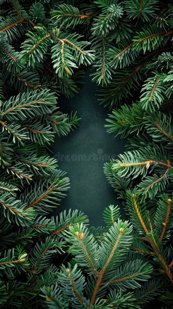 Green Pine Tree Surrounded by Pine Needles Stock Photo - Image of ...