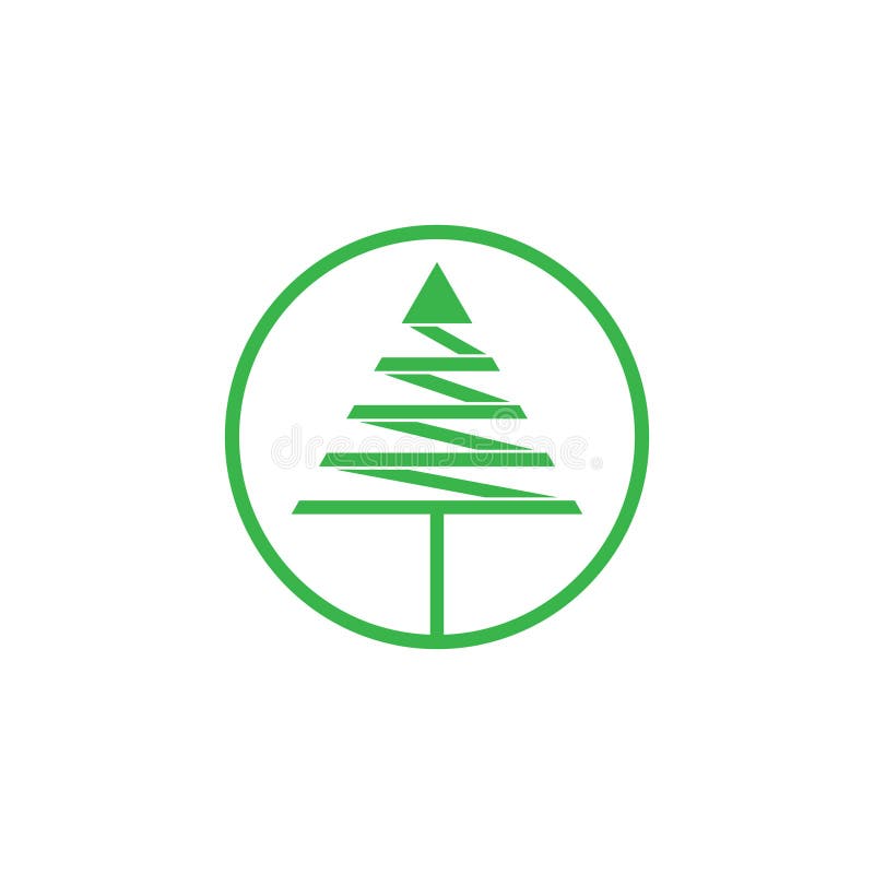 Green Pine Tree Triangle Geometric Linear Circle Symbol Logo Vector ...