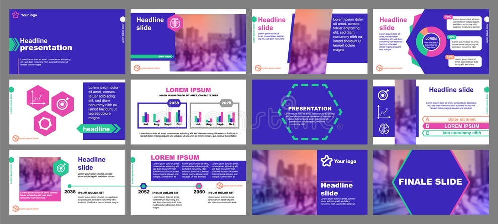 Green and Pink Elements for Infographics on a Blue Background ...