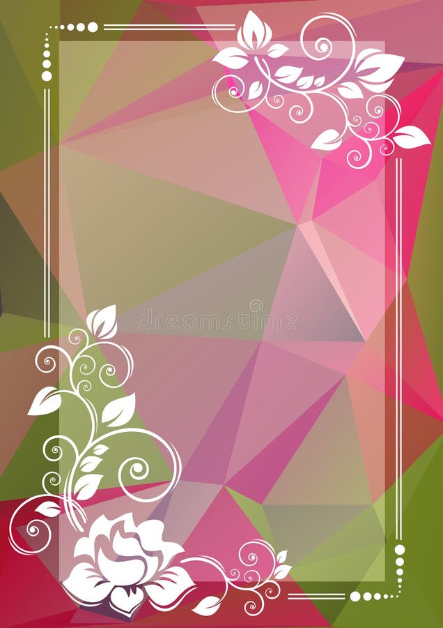 Green pink floral border stock vector. Illustration of triangle - 74600677