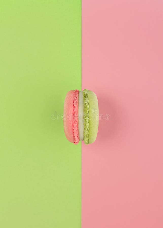 Green and Pink Macron on Same Color Background Stock Image - Image of ...