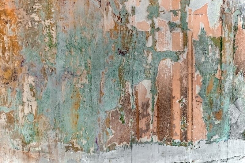 Green-pink-orange Real Texture of an Old Scratched Worn Wall Stock ...
