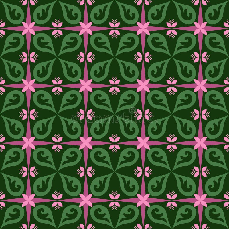 Green and Pink Royal Pattern. the Seamless Vector Background Stock ...