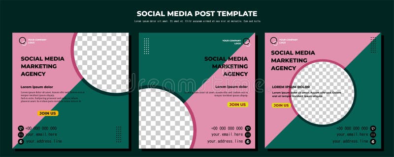 Green and Pink Vector Social Media Post Template, Vector Art ...