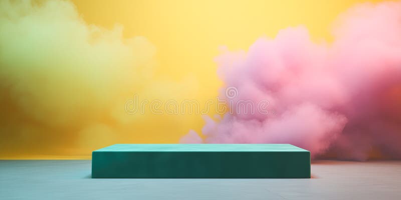 Green Pink Yellow Studio Showcase Rectangular Stage Copy Space Stock ...