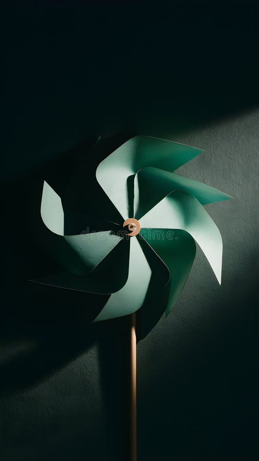 Green Pinwheel Illuminated, Dramatic Lighting, Contrasting Shadowed ...