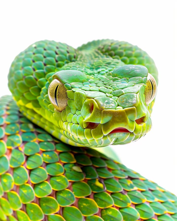 Green Pit Viper (Asian Pit Viper) Stock Illustration - Illustration of ...