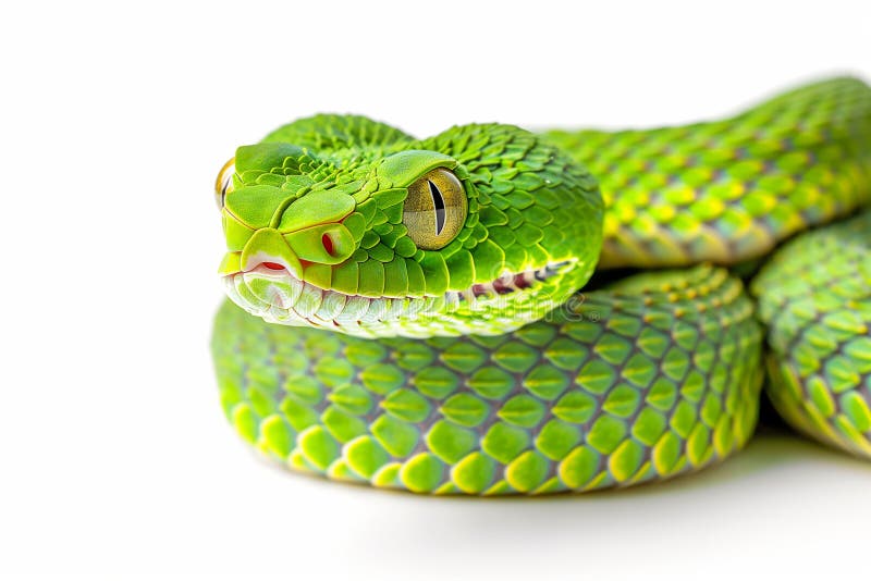 Green Pit Viper (Asian Pit Viper) Stock Illustration - Illustration of ...
