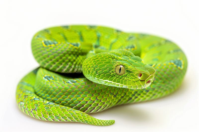 Green Pit Viper (Asian Pit Viper) Stock Illustration - Illustration of ...