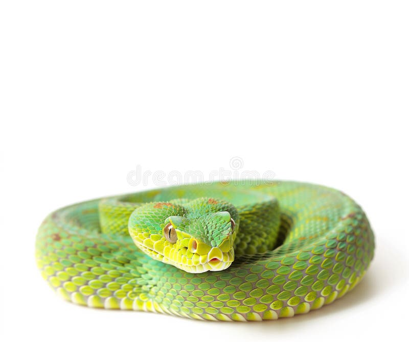 Green Pit Viper (Asian Pit Viper) Isolated on White Stock Illustration ...