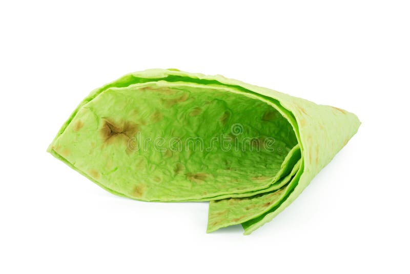 Green Pita Bread Rolls on White Background Stock Photo - Image of wheat ...