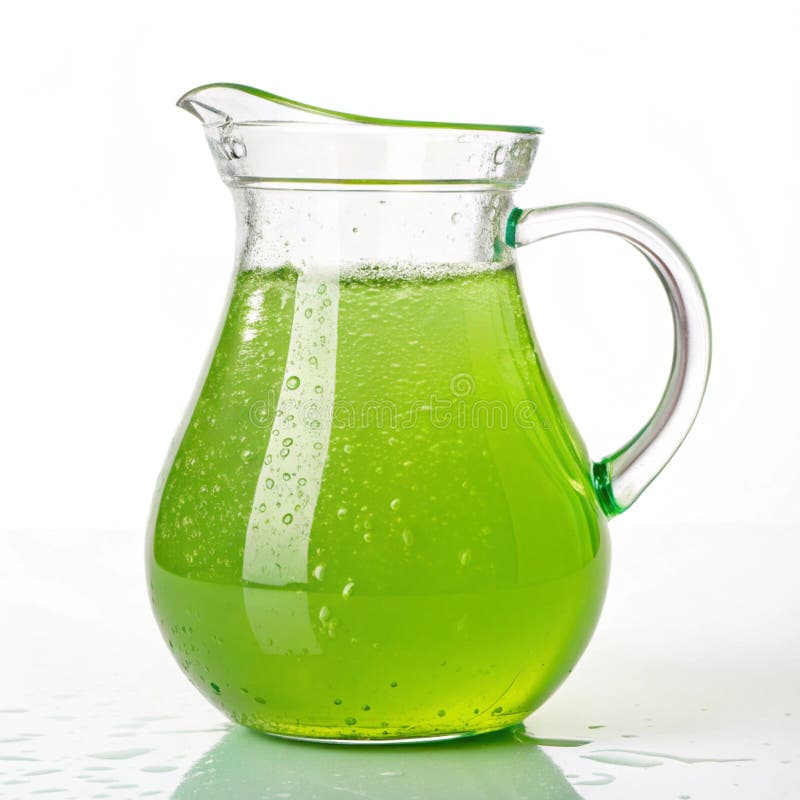 Green Pitcher of Liquid Isolated on White Background Stock Illustration ...