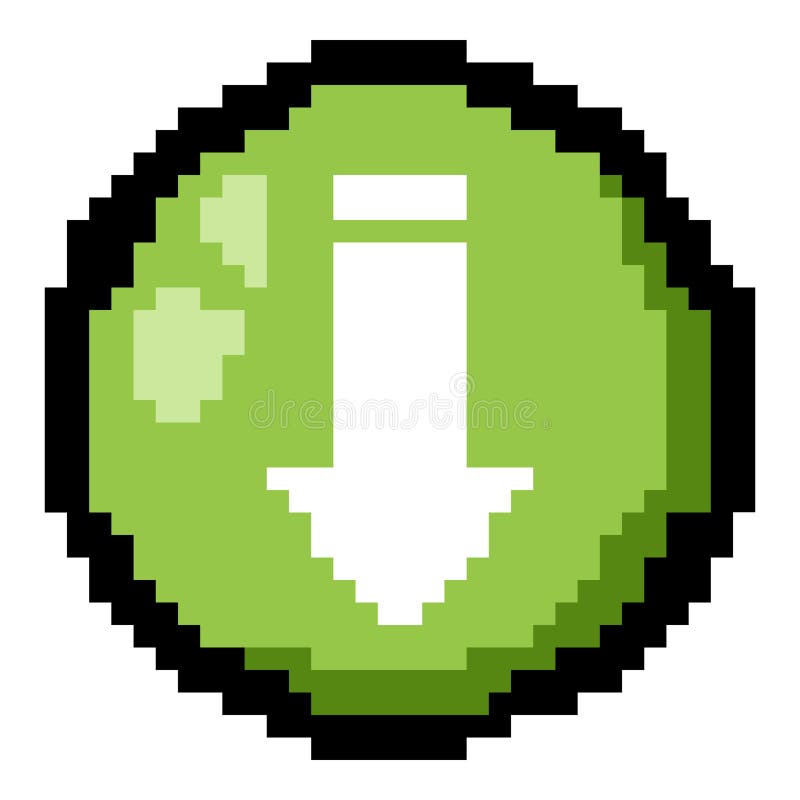 Green Pixel Download Button Stock Vector - Illustration of retro ...