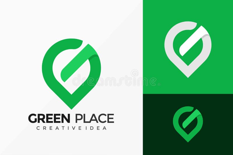 Green Place Location Logo Vector Design. Abstract Emblem, Designs ...
