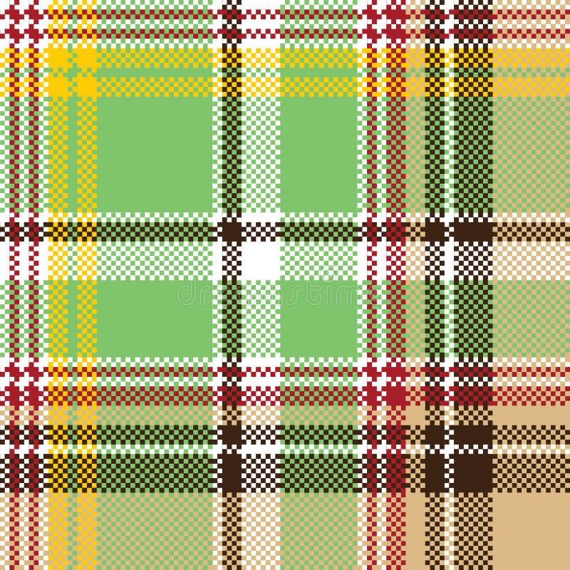 Green Plaid Pixel Texture Madras Color Fabric Seamless Pattern Stock ...