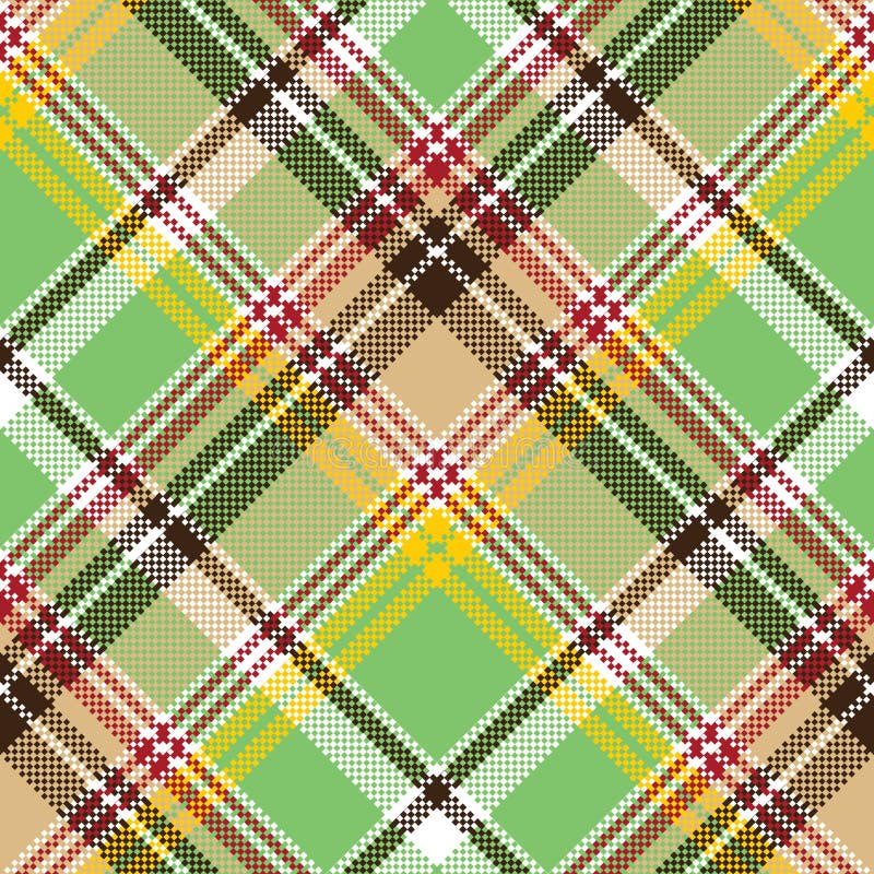 Green Plaid Pixel Texture Madras Color Fabric Seamless Pattern Stock ...