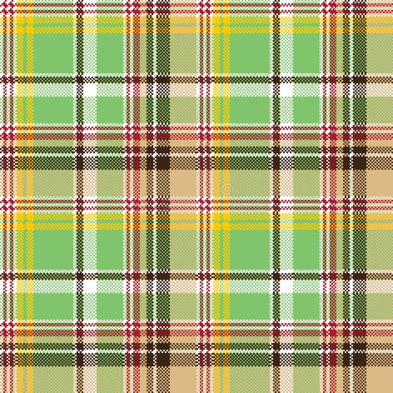 Green Plaid Pixel Texture Madras Color Fabric Seamless Pattern Stock ...
