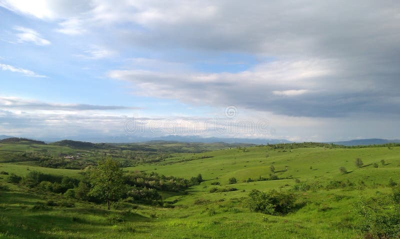 Green plain and blue sky stock image. Image of nature - 135676145