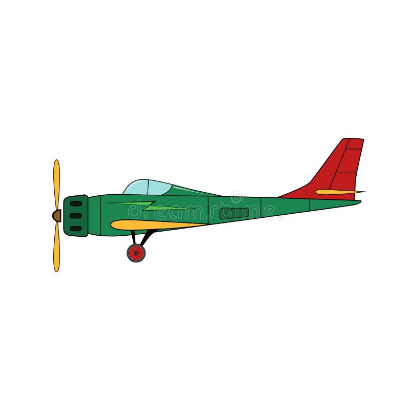 Green Plane in Cartoon Style on White Background Stock Vector ...