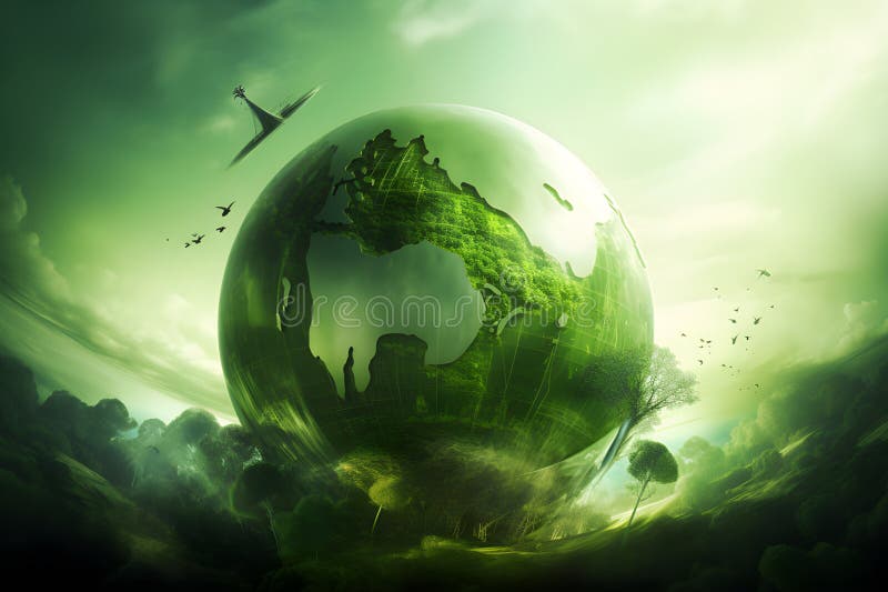 Green Planet Concept. the Boll in the Sight of the Earth. Generative AI ...