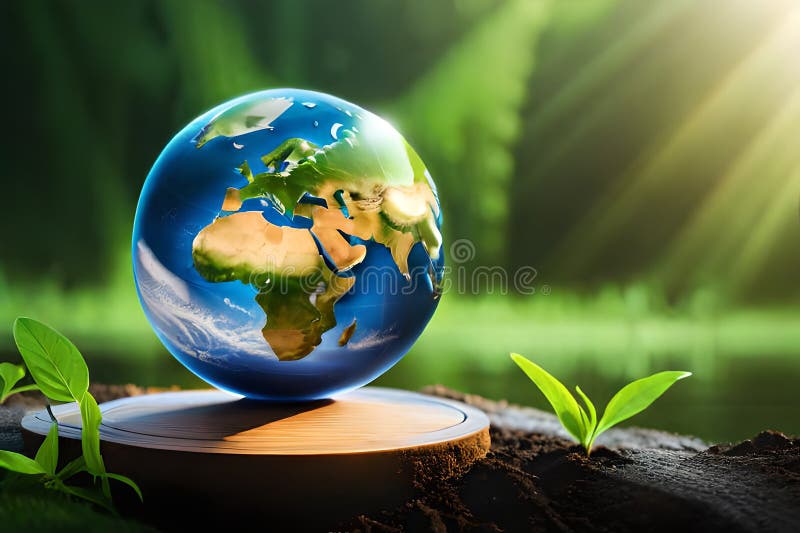 Green Planet Concept - Green Tree in Ptotecting Shell with Sunshine ...