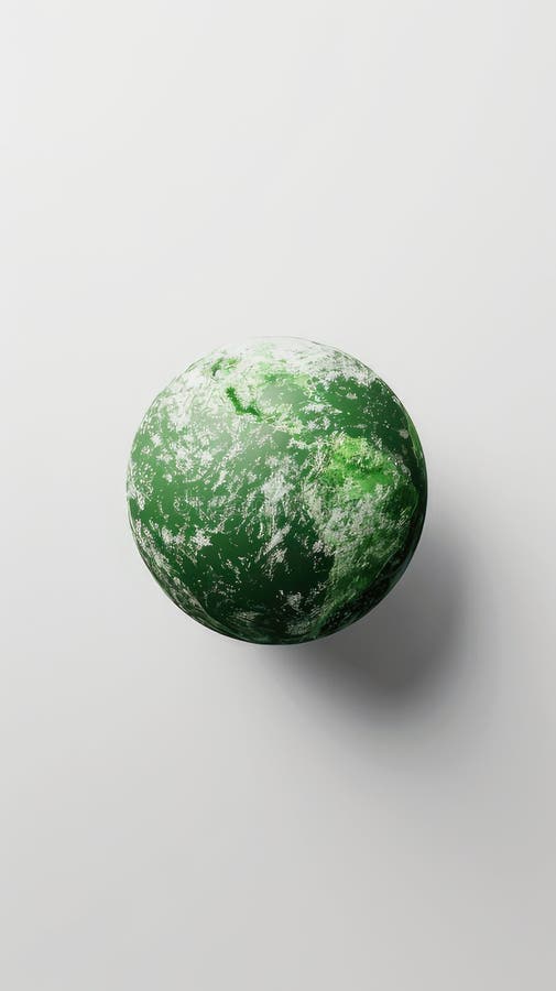 The Green Planet Earth Against a Pristine White Background, Leaving ...