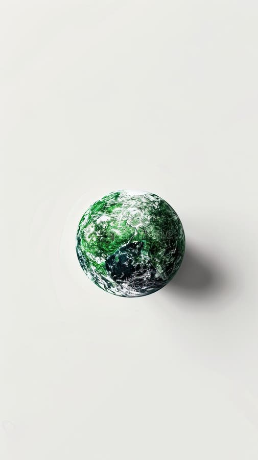 The Green Planet Earth Against a Pristine White Background, Leaving ...