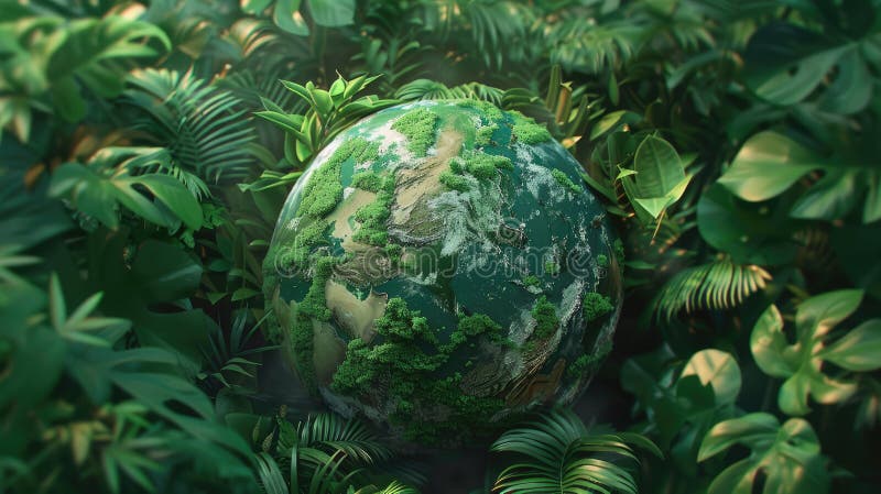 The Green Planet Earth Against a Pristine White Background, Leaving ...