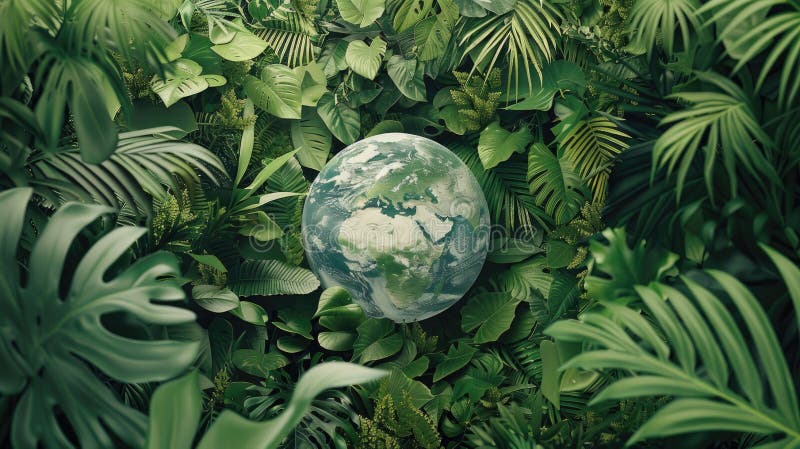 The Green Planet Earth Against a Pristine White Background, Leaving ...
