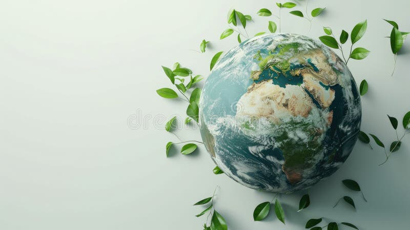 The Green Planet Earth Against a Pristine White Background, Leaving ...