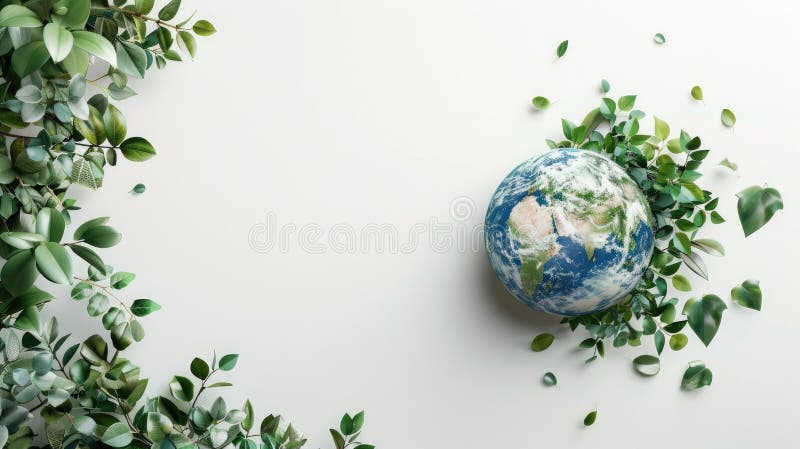 The Green Planet Earth Against a Pristine White Background, Leaving ...