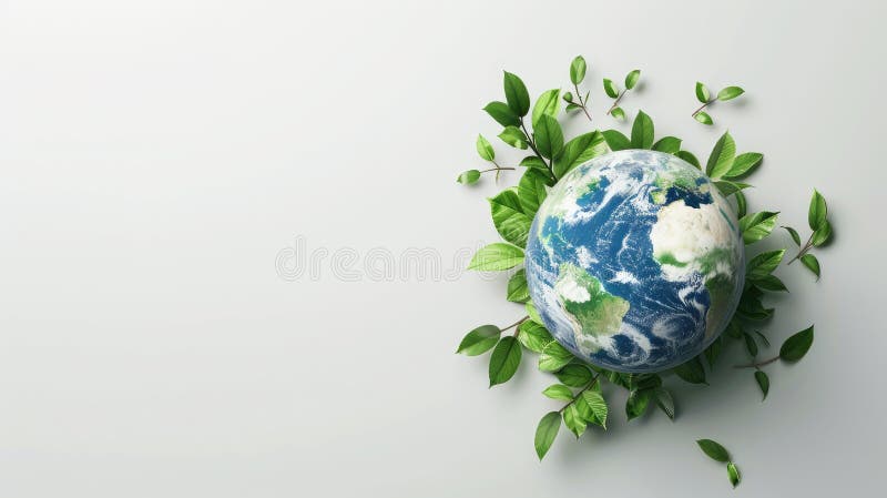 The Green Planet Earth Against a Pristine White Background, Leaving ...
