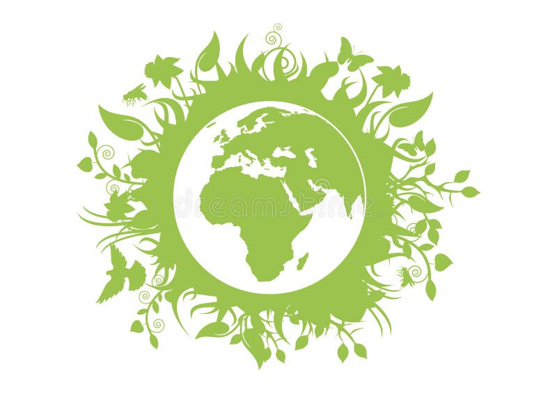 Green Eco Planet Earth with Fauna and Flora Vector Stock Vector ...