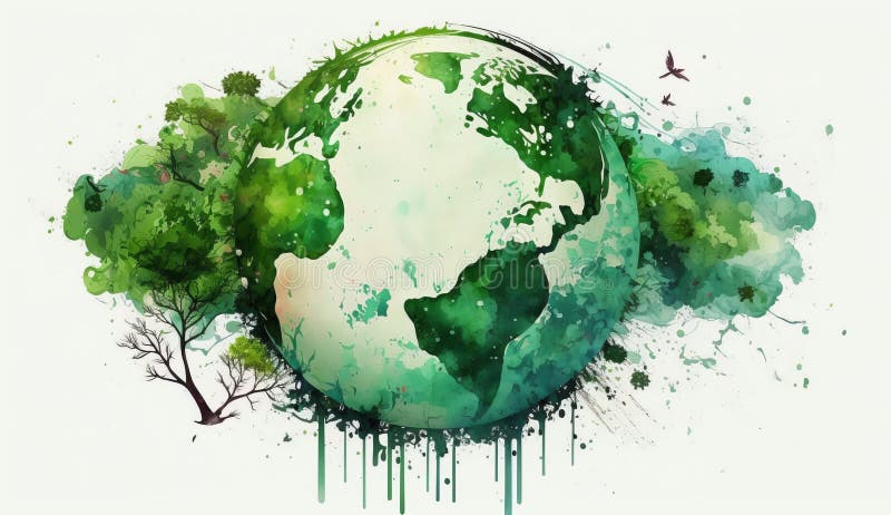 Green Planet Earth Green Earth Globe Stock Illustration - Illustration ...