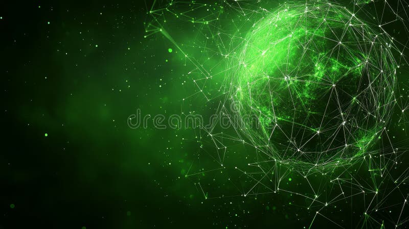 Green Planet Earth Globe Connected Network, Global Digital Data ...