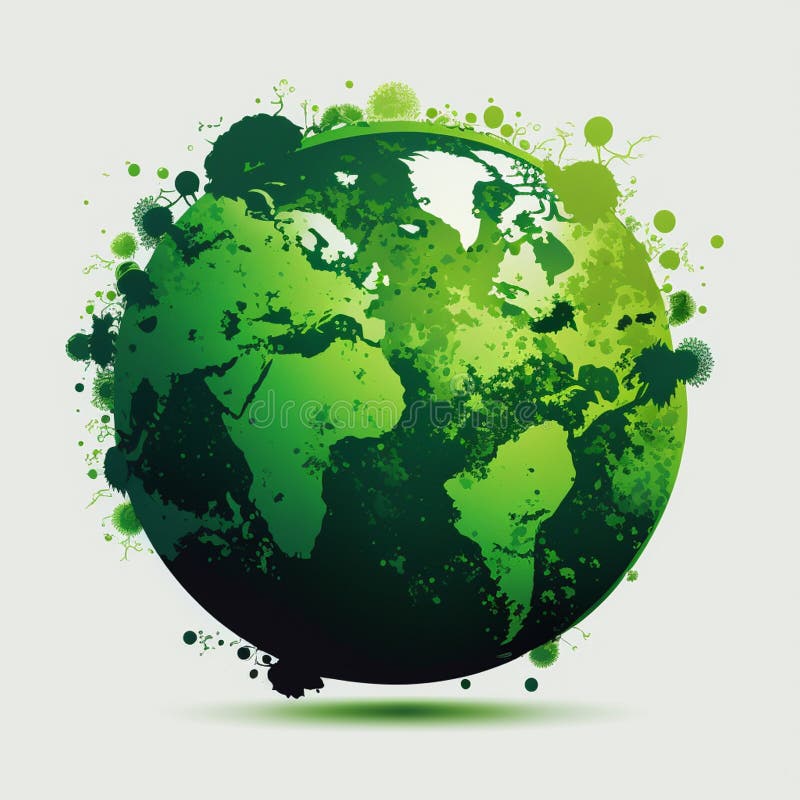 Green Earth Globe Green World Map Green Planet Earth Stock Illustration ...