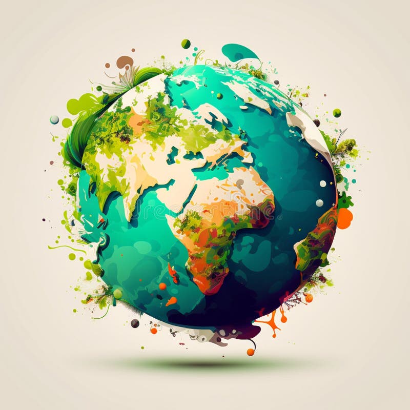 Green Planet Earth Green Earth Globe Stock Illustration - Illustration ...